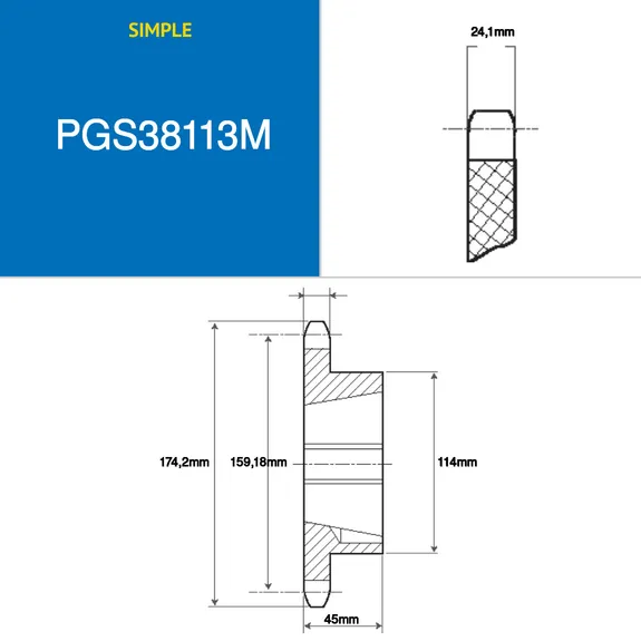CMW - Pignon à moyeu amovible 2517 - Simple denture - 24B1 - 13 dents ...