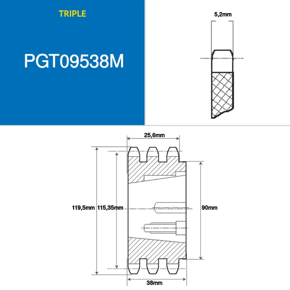 CMW - Pignon à moyeu amovible 1615 - Triple denture - 06B3 - 38 dents ...