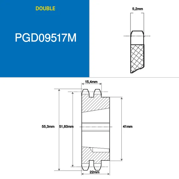 CMW - Pignon à moyeu amovible 1008 - Double denture - 06B2 - 17 dents ...