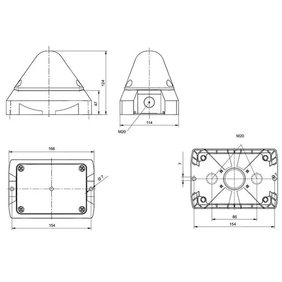 Feu flash 5J pyramidal 24Vac/dc Orange IP66 PBV220050242 AE&T